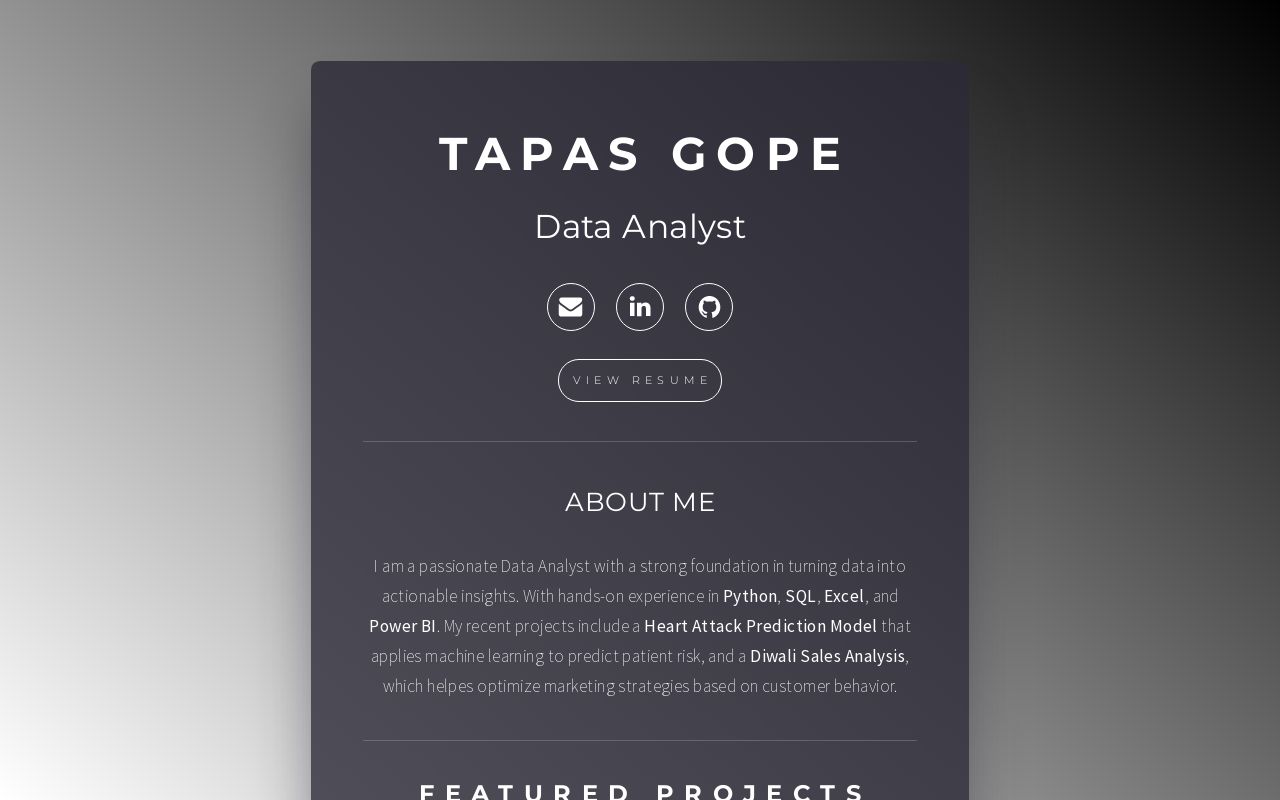 Tapas Gope | Data Analyst
